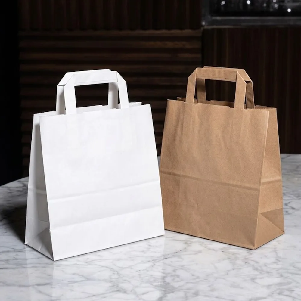 Flat Handle Paper Bags | Carrier Bag Shop