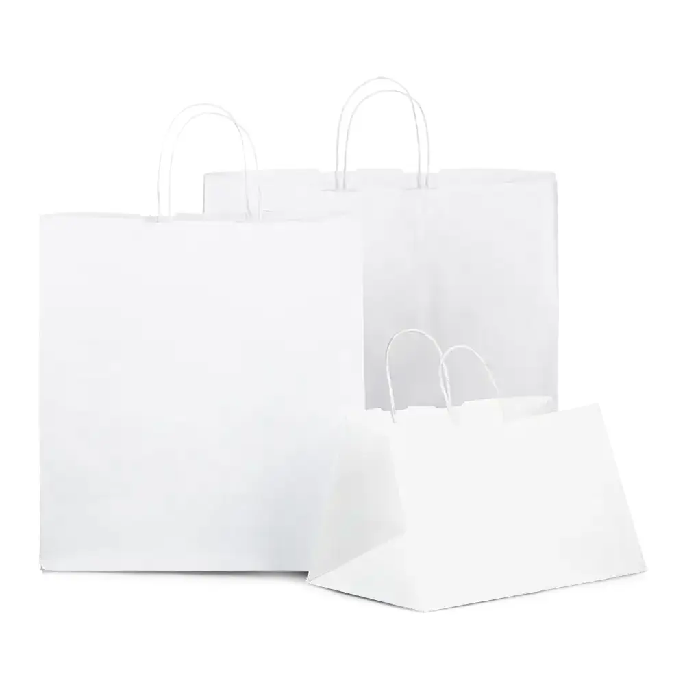 White Twisted Handles Wide Base Paper Carrier Bags | Carrier Bag Shop