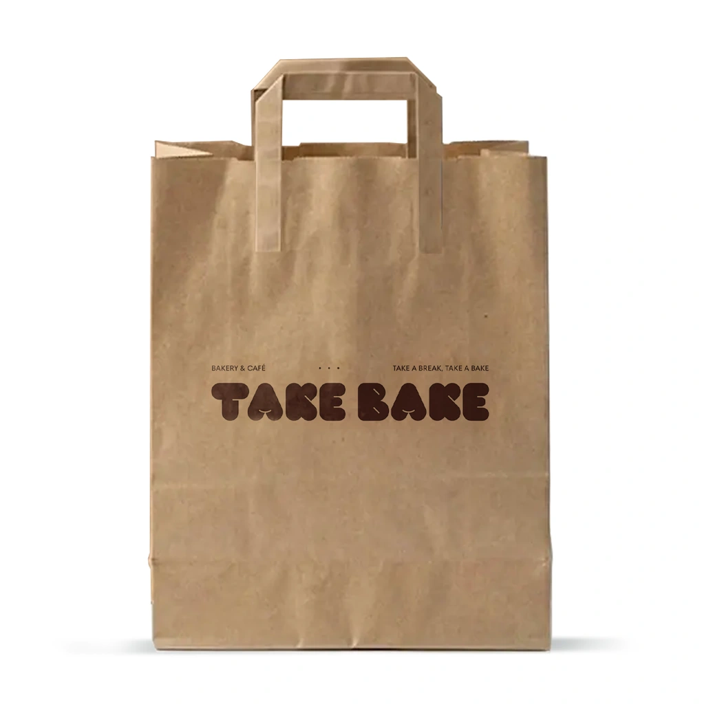 Printed External Flat Handle Paper Carrier Bags